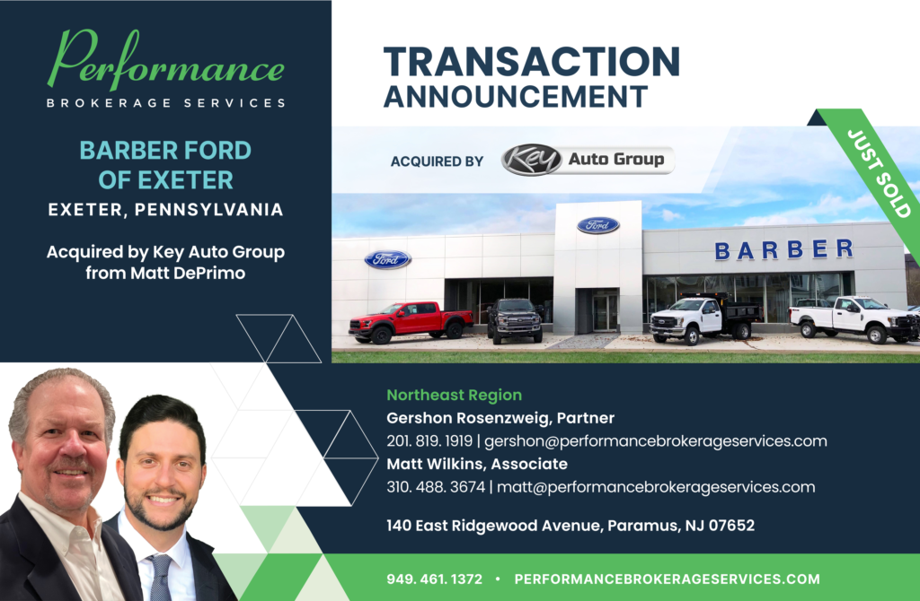 Key Auto Group Acquires Barber Ford of Exeter in Pennsylvania from Matt ...